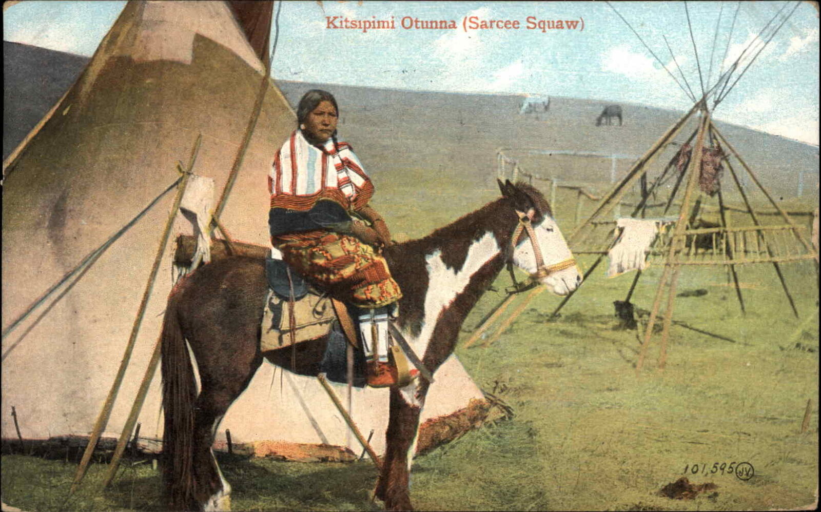 Native Indian Woman SARCEE TRIBE Kitsipimi Otunna c1910 Postcard ...
