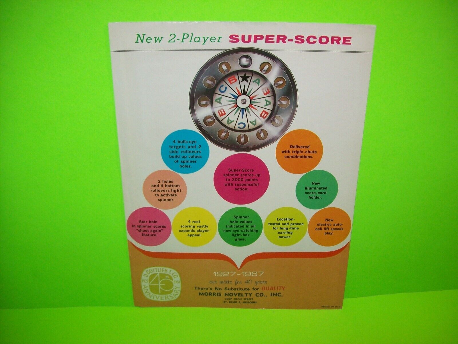 Super Score FLYER Original 1967 Vintage Retro Game Artwork Sales Sheet ...