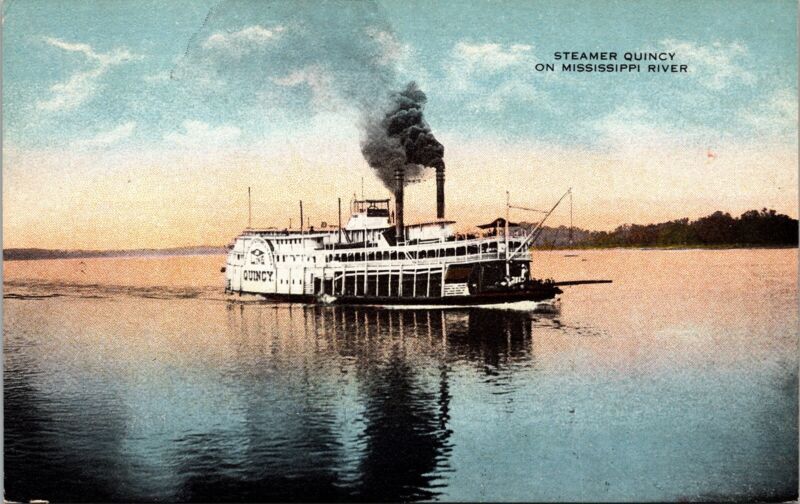 Steamer Quincy Mississippi River Scenic Historic Riverboat DB Postcard ...