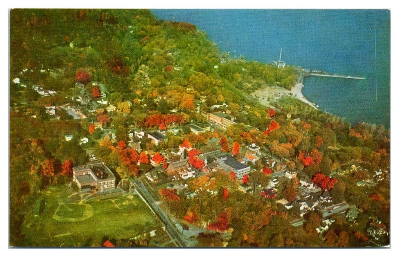 1950s/60s Aerial View of Port Henry, NY on Lake Champlain Postcard ...