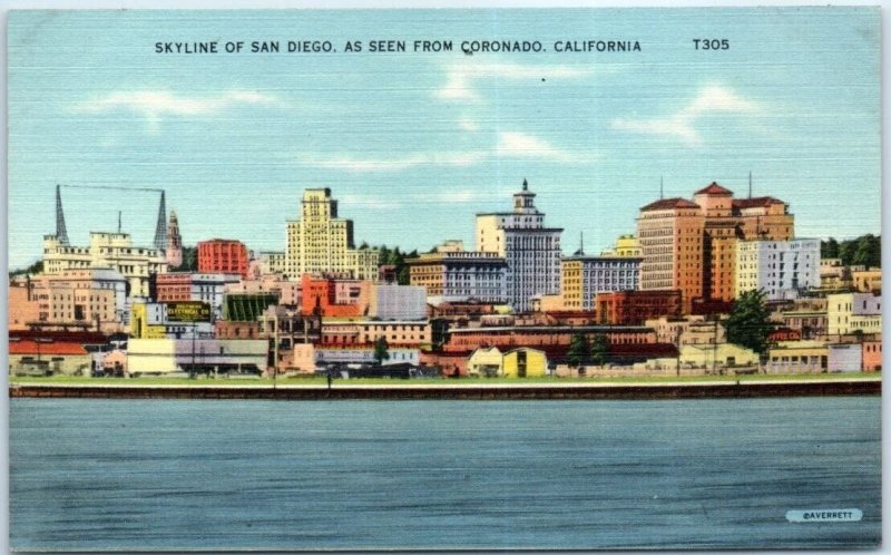 Postcard - Skyline of San Diego, as Seen from Coronado, California, USA ...