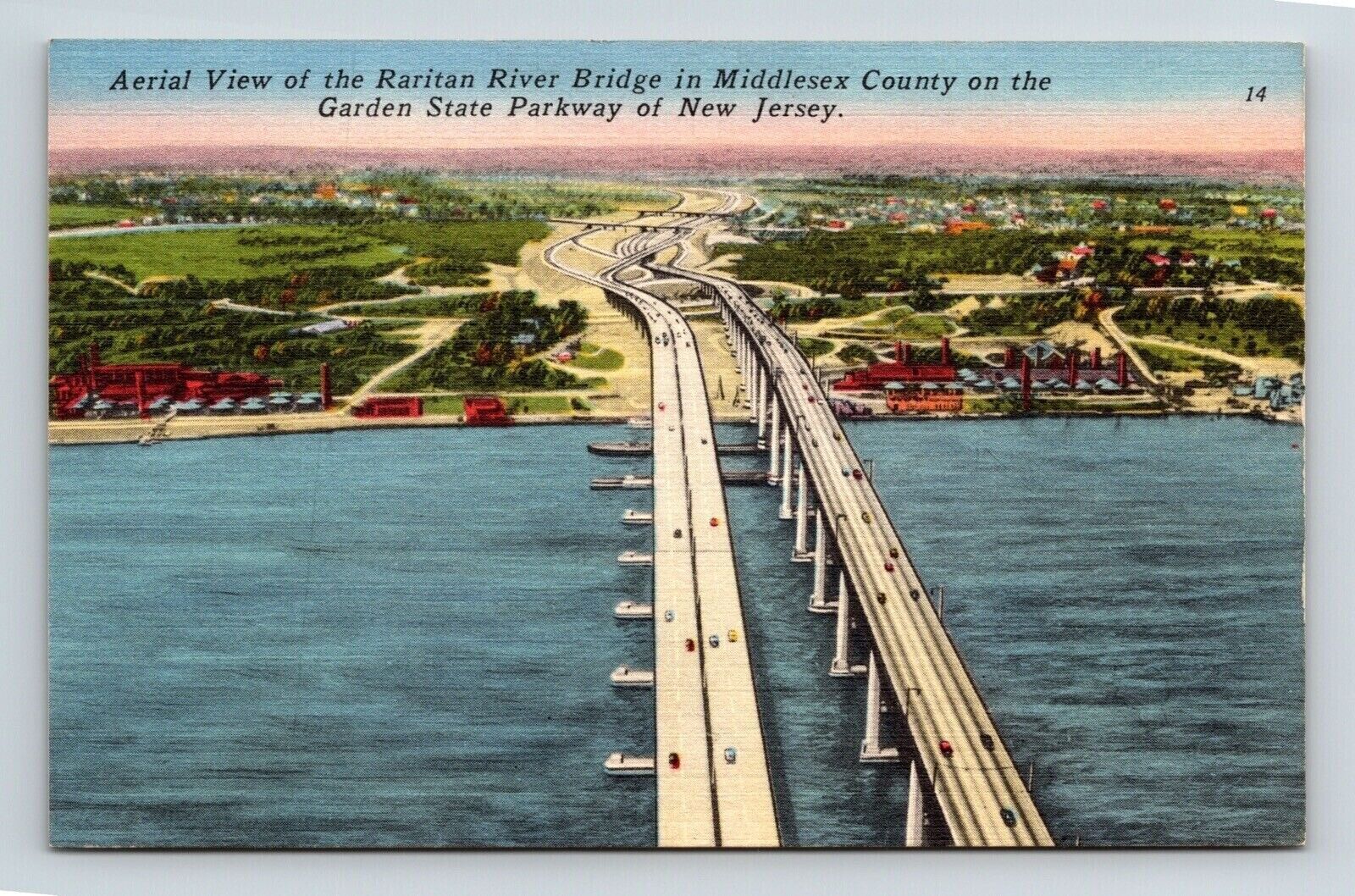 Aerial View Raritan River Bridge Middlesex County Garden State Parkway ...