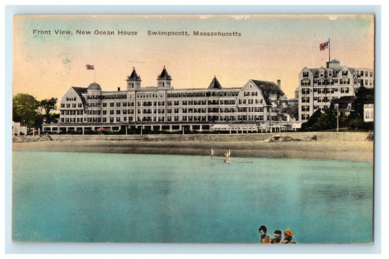 1934 Front View New Ocean House Handcolored Swampscott Massachusetts MA ...