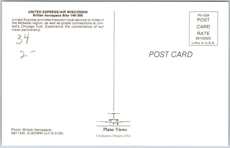 Airplane United Express/Air Wisconsin British Aerospace BAe 146-300 ...
