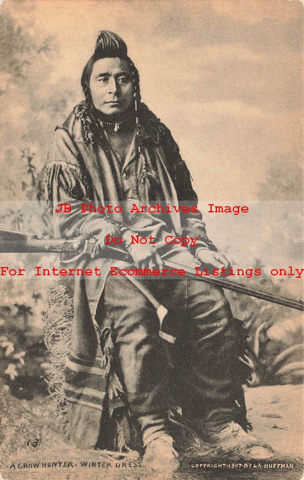 Native American Crow Indian, Hunter in Winter Clothes, Montana,L.A ...