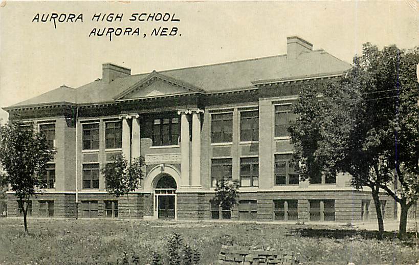 NE, Aurora, Nebraska, Aurora High School Building, Exterior View, 1910 ...