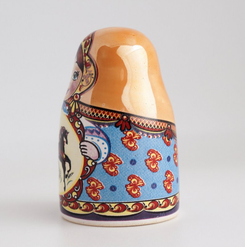 Thimble Big MATRYOSHKA DOLL Horse Nesting Porcelain Russian Ethnic ...