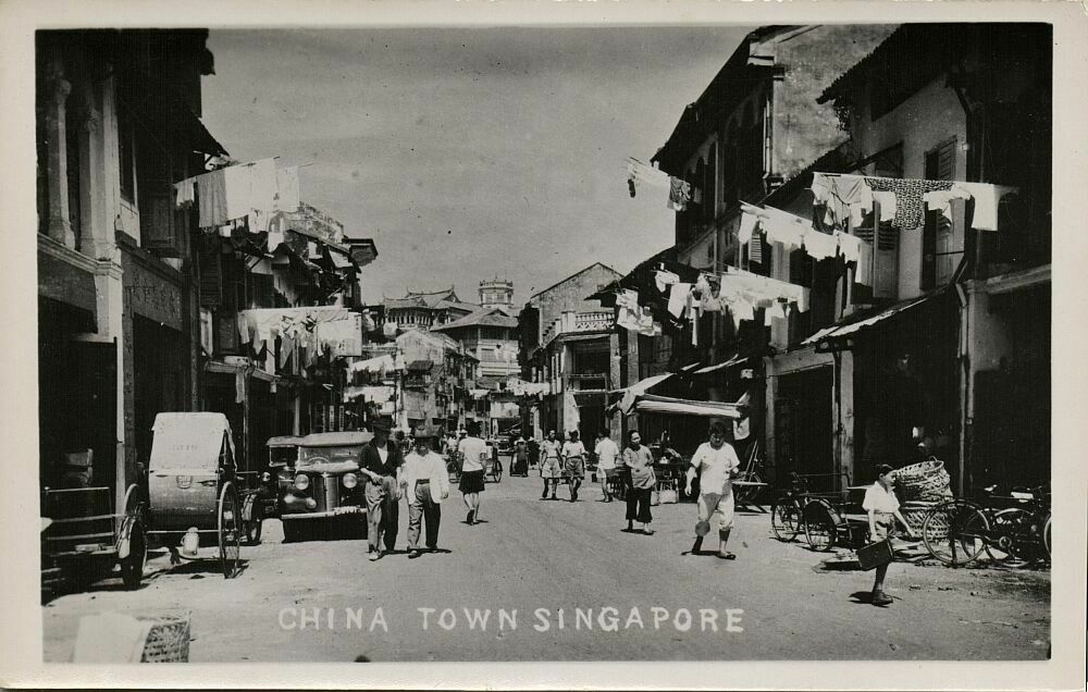 singapore, China Town, Street Scene, Rickshaw, Car (1940s) RPPC ...