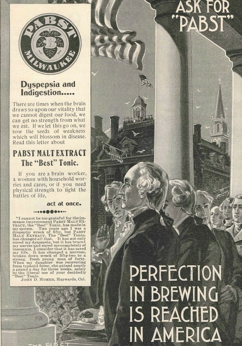 1897 Victorian Original Pabst Malt Extract Beer Milwaukee Print Ad 2V1 ...
