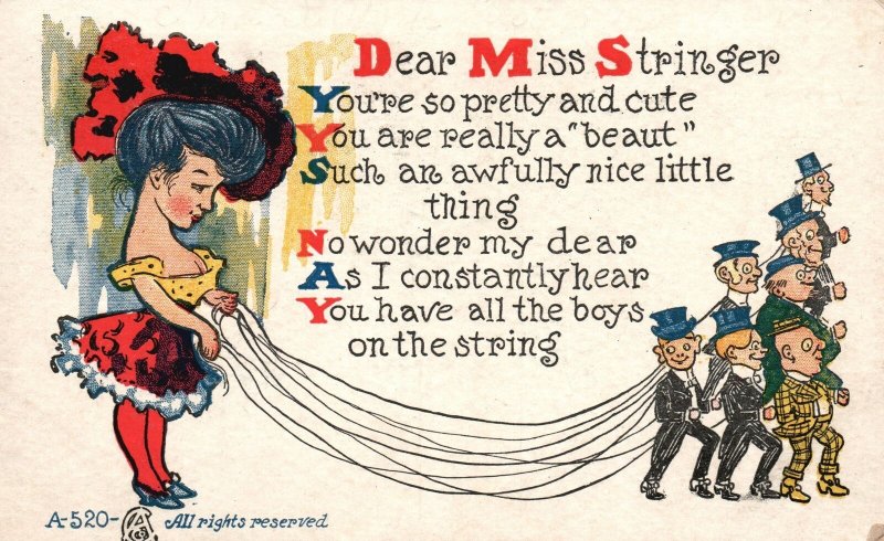 Vintage Postcard 1906 Dear Miss Stringer Pretty You Have Boys On ...