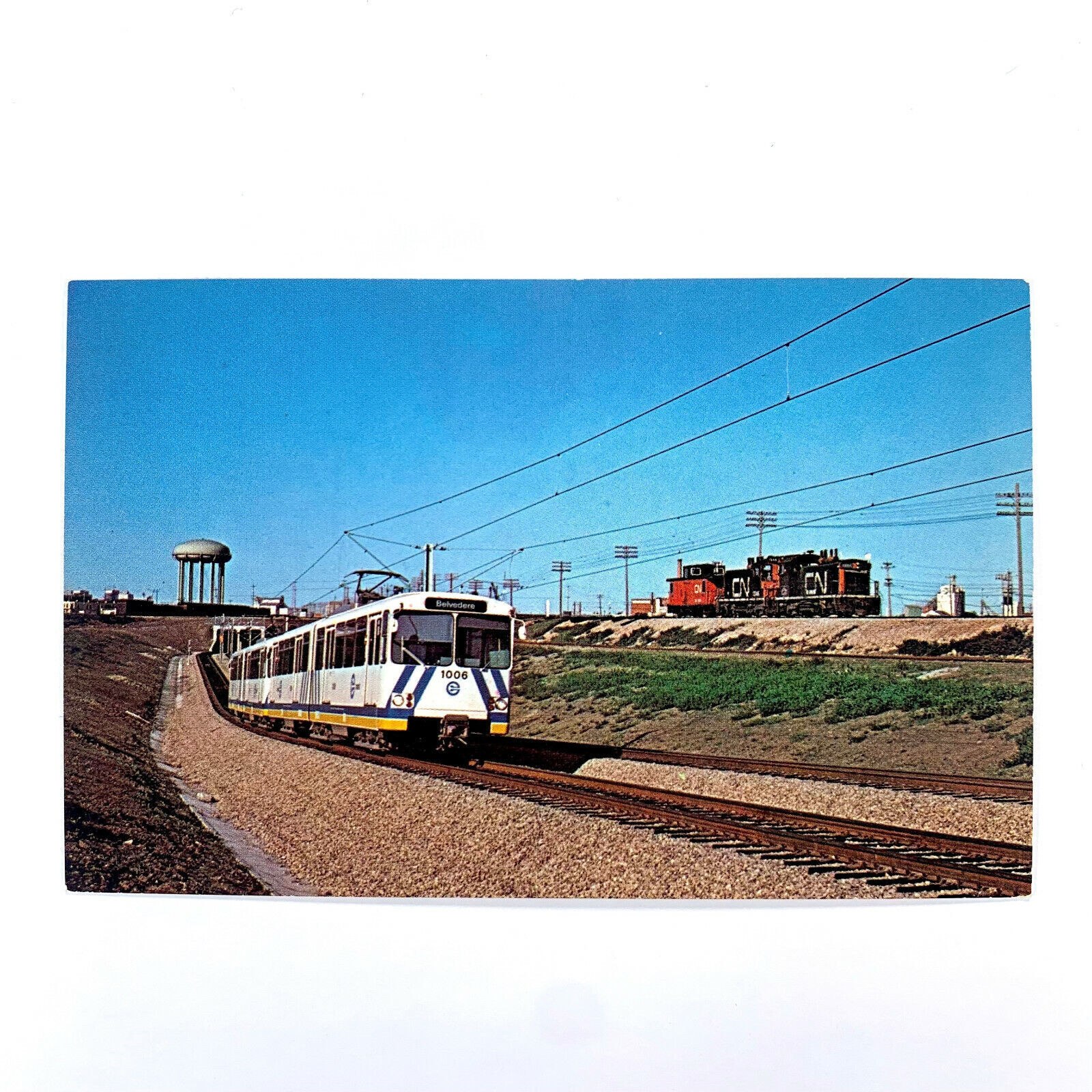 Postcard Railroad Train Edmonton Trainsit Light Rail LRT Belvedere ...
