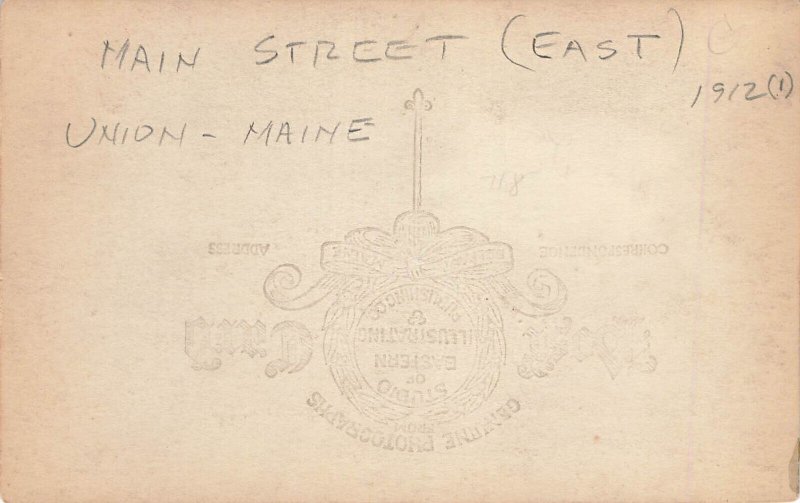 Union ME Main Street Looking East Dirt Street in 1912, Real Photo ...