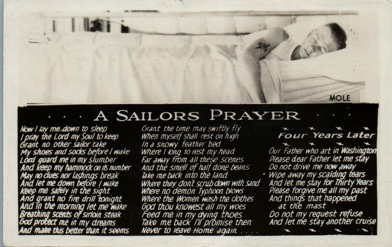 1943 A Sailor's Prayer US Navy WWII Great Lakes Illinois Photo Postcard ...