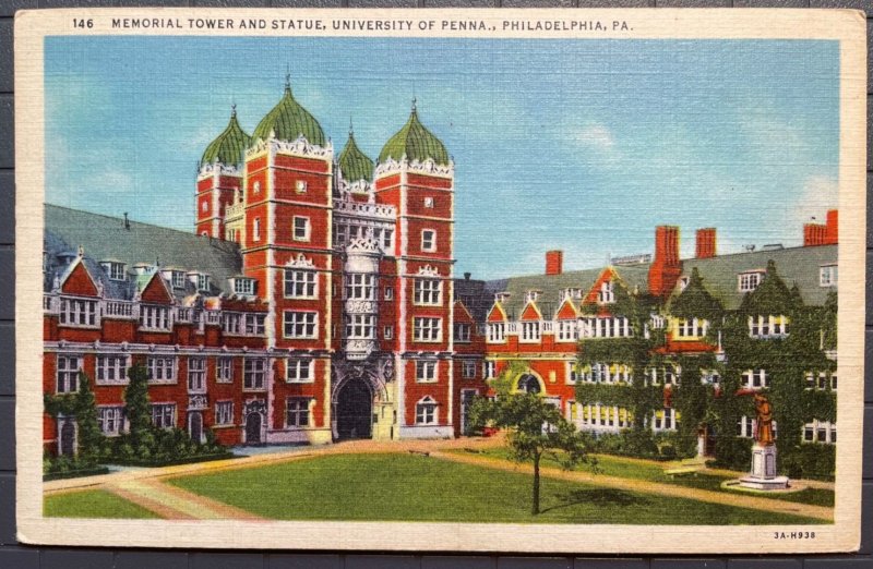 Vintage Postcard 1933 Memorial Tower University of Pennsylvania ...