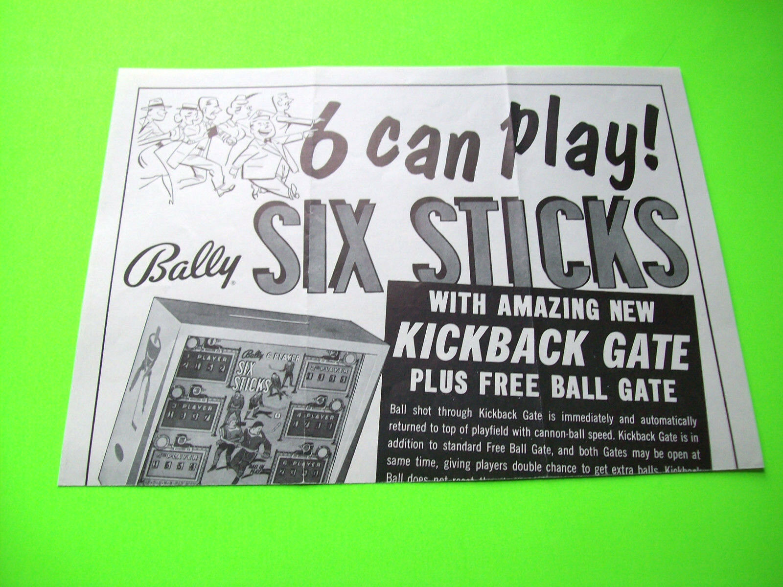 Six Sticks Original 1966 Flipper Game Pinball Machine Vintage Retro ...