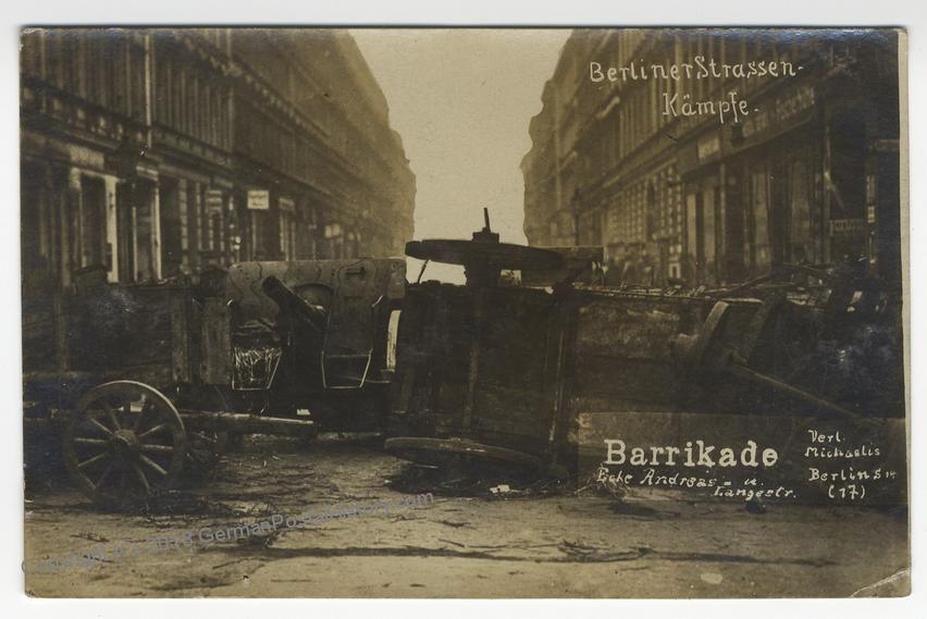 German Revolution 1919 Berlin Artillery Barricade Strassenkampf ...
