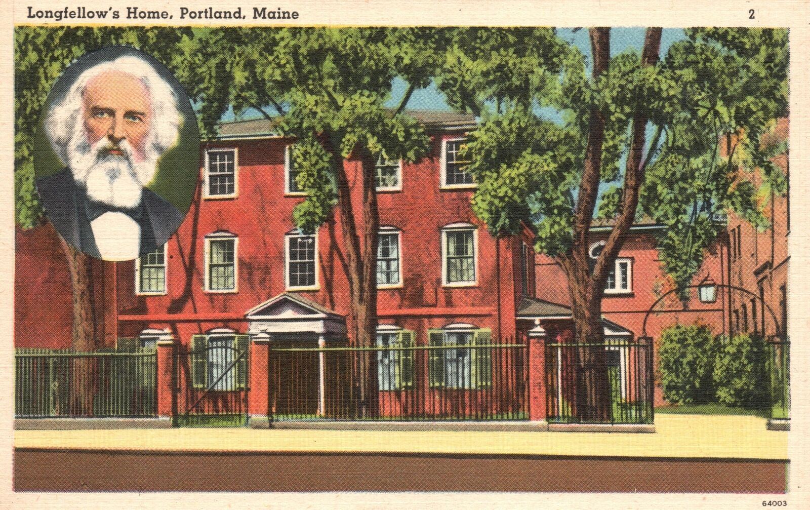 Vintage Postcard Longfellow's Home Historical House Portland Maine ...
