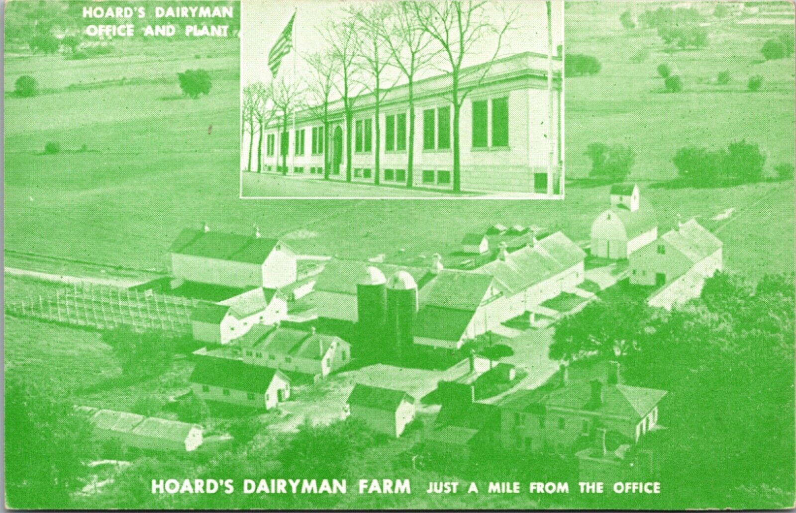 Postcard Aerial View Hoard's Dairyman Farm Office Plant Fort Atkinson ...