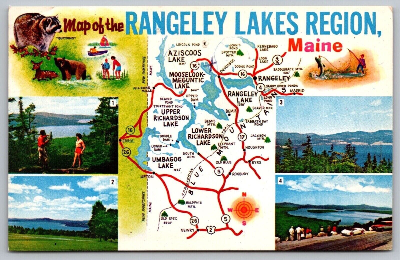 Rangeley Lakes Region Map Maine Multi View Dallas Hill Balk Mountain PM ...