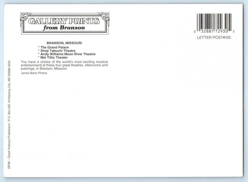 BRANSON, Missouri MO ~ Night Neon GRAND PALACE Mel Tillis Theater 5"x7 ...