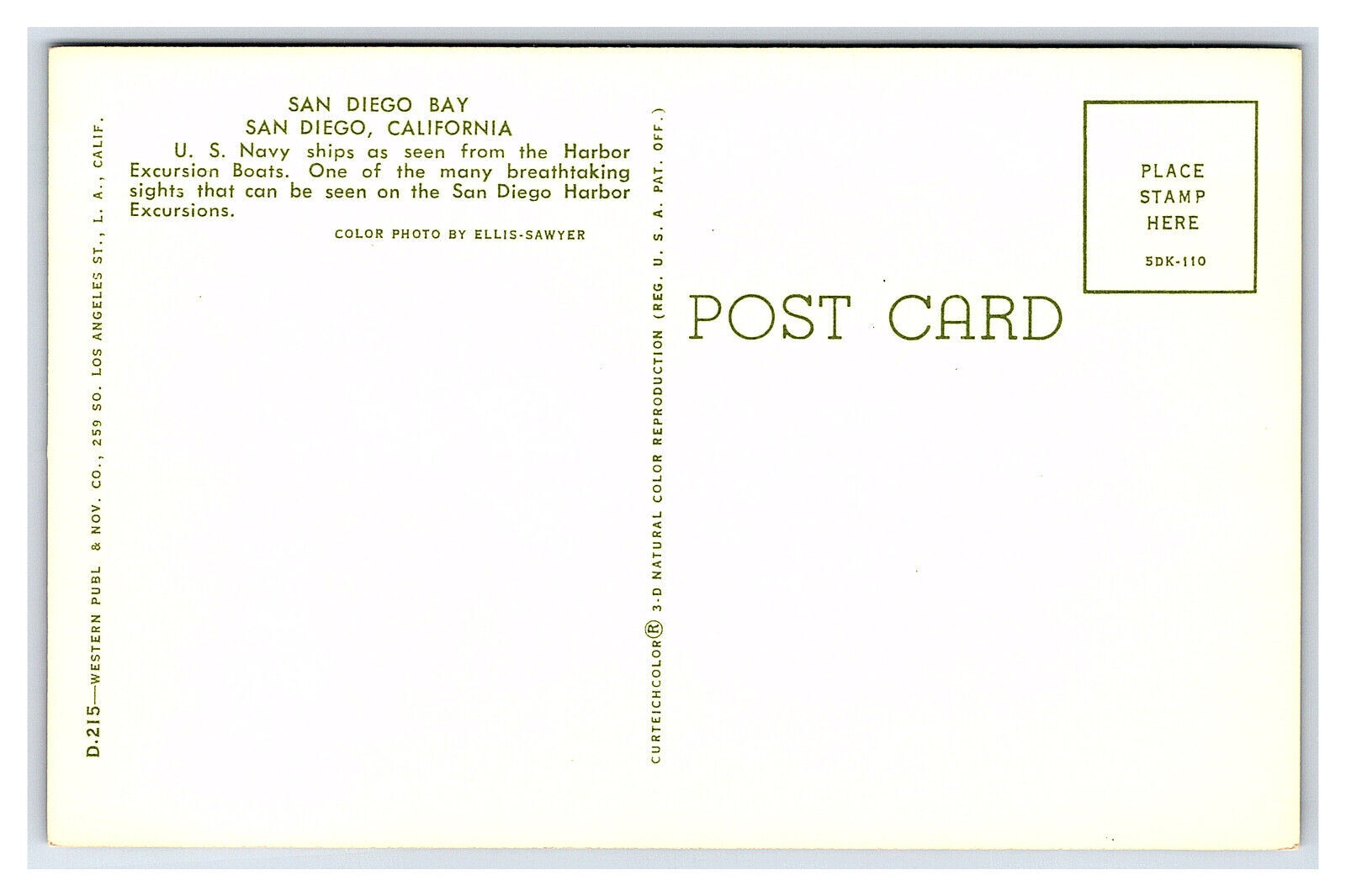 San Diego Bay San Diego California Postcard U. S. Navy Ships From ...