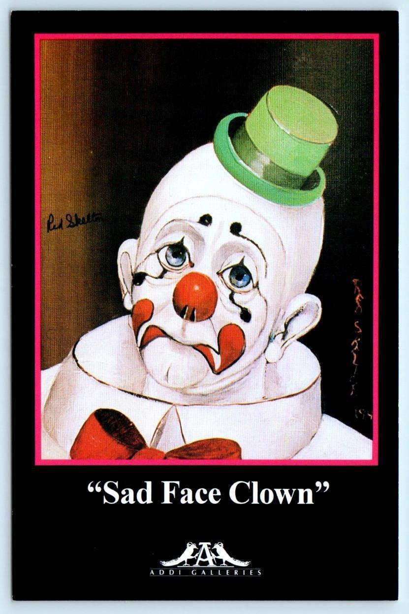 RED SKELTON Artist Signed "SAD FACE CLOWN" Addi Galleries 1994 ~ 4"x6 ...