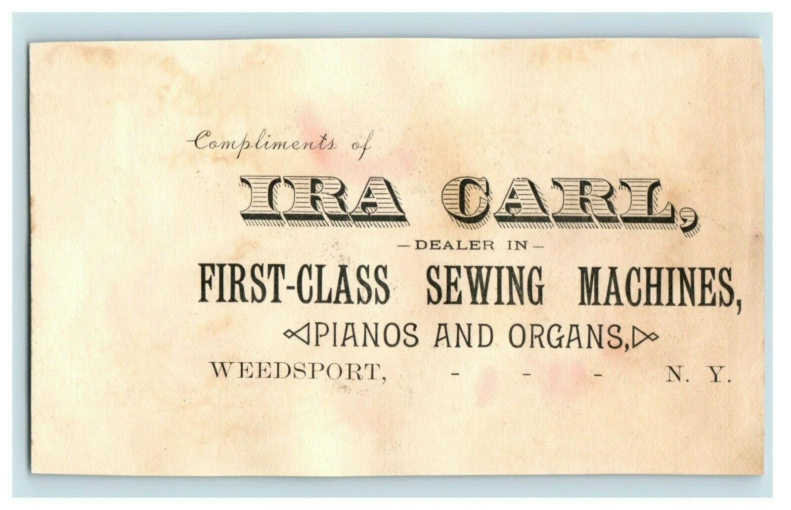 Ira Carl First-Class Sewing Machines Pianos Organs Poppy Calla & Tiger ...