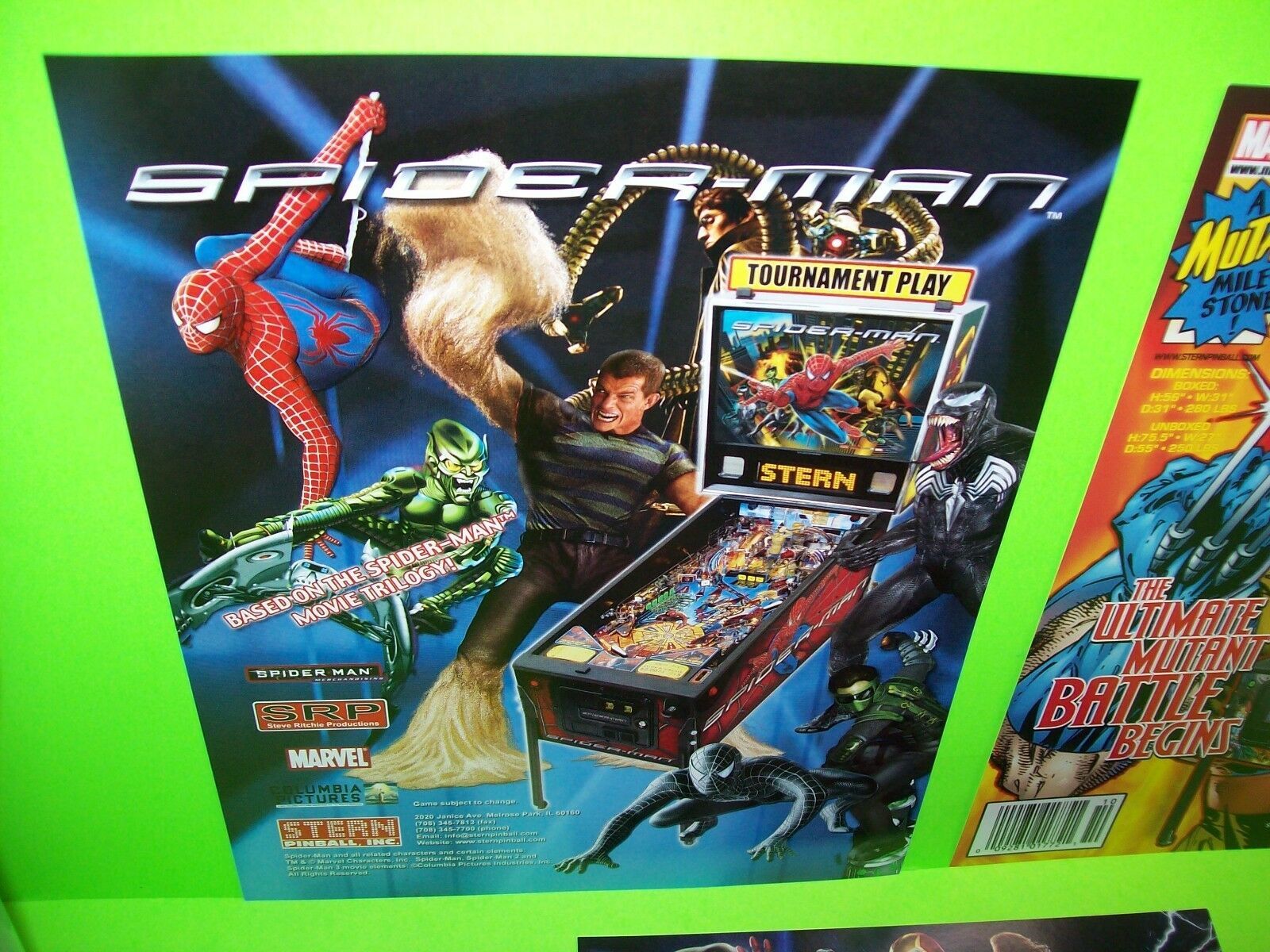 Marvel Comics Pinball FLYERS Avengers X-Men Spiderman Hulk Venom Thor ...
