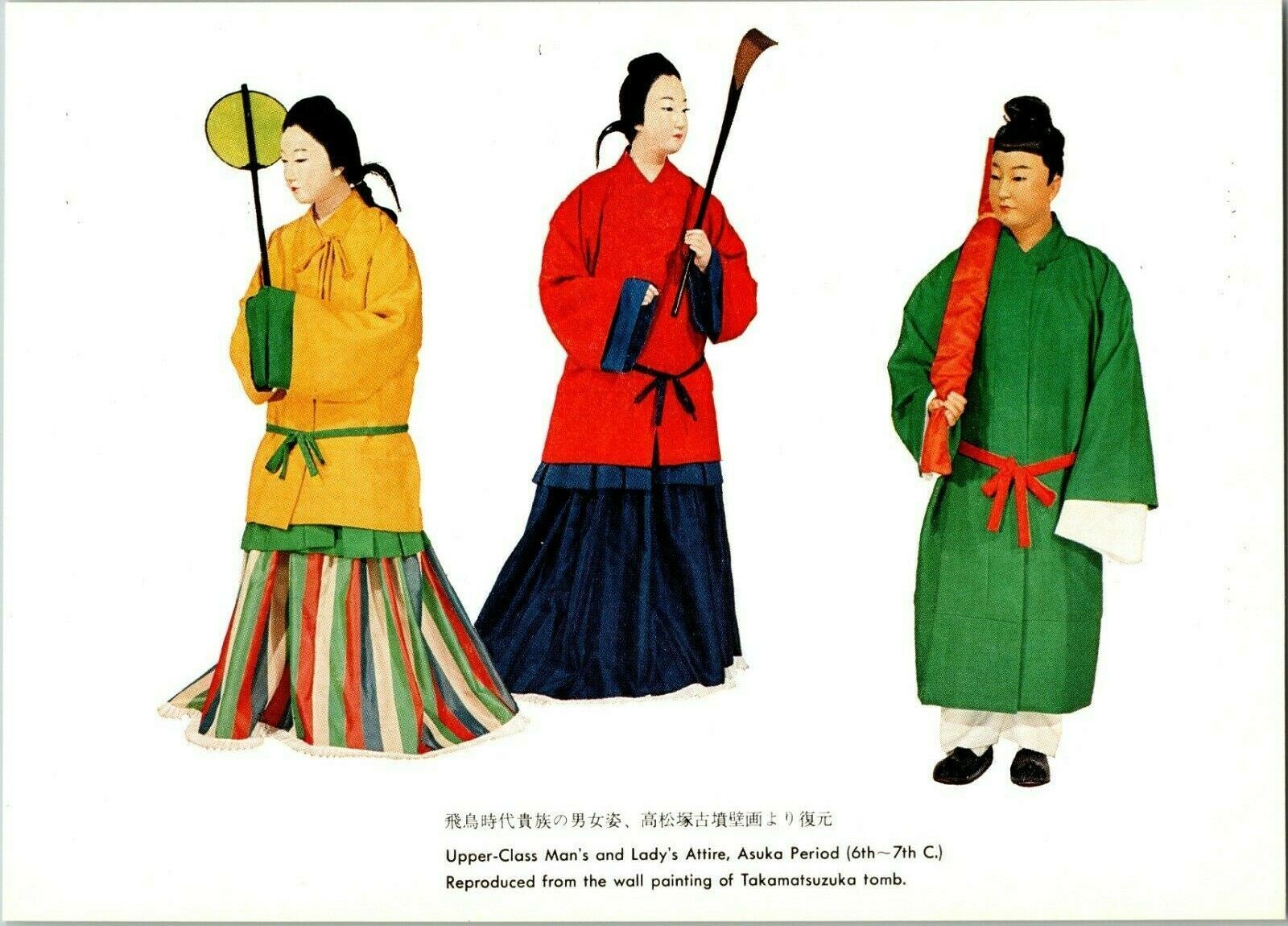 Japan Silk art Museum Asuka upper class attire, Takamatsuzuka tomb wall ...