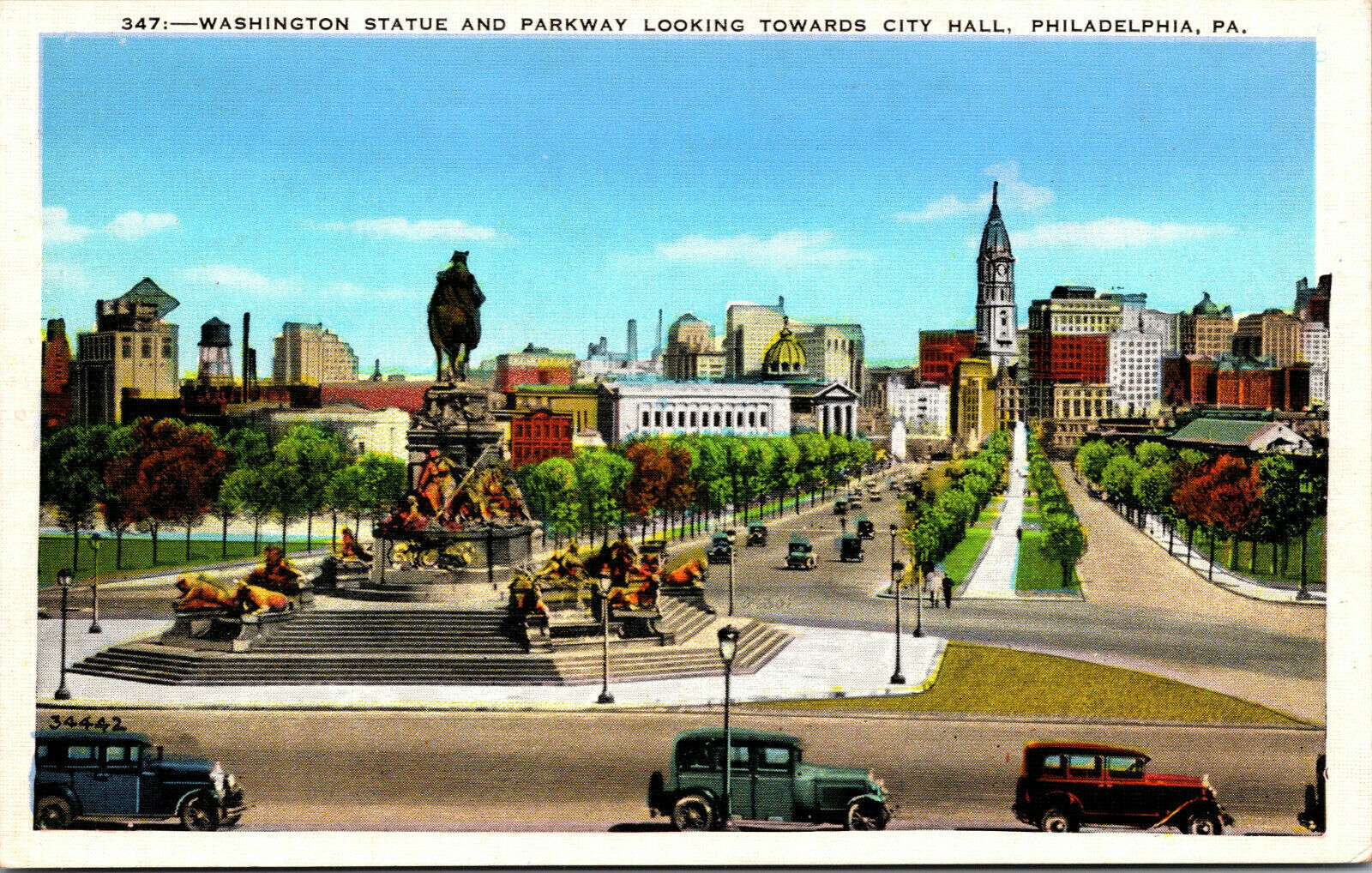 Vtg 1920s Washington Statue & Parkway City Hall Philadelphia PA Unused ...