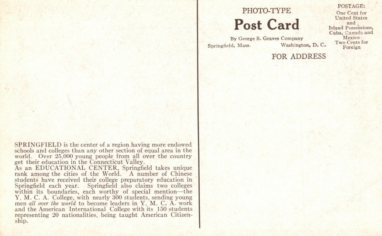 Vintage Postcard 1910's Central High School State Street Springfield MA ...