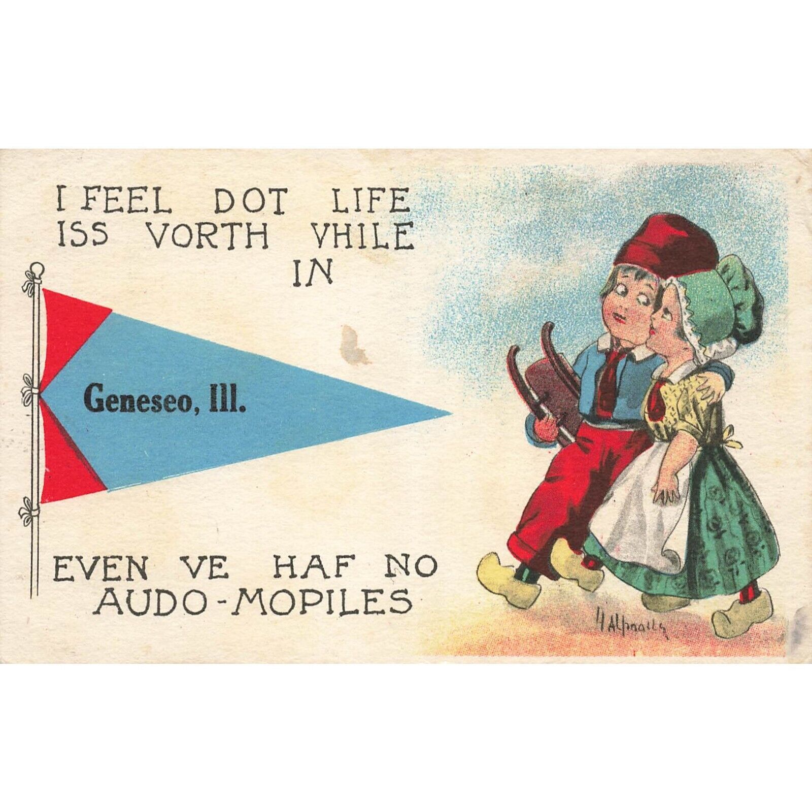 Postcard I Feel Dot Life Iss Vorth Vhile In Geneseo Ill Divided Back ...