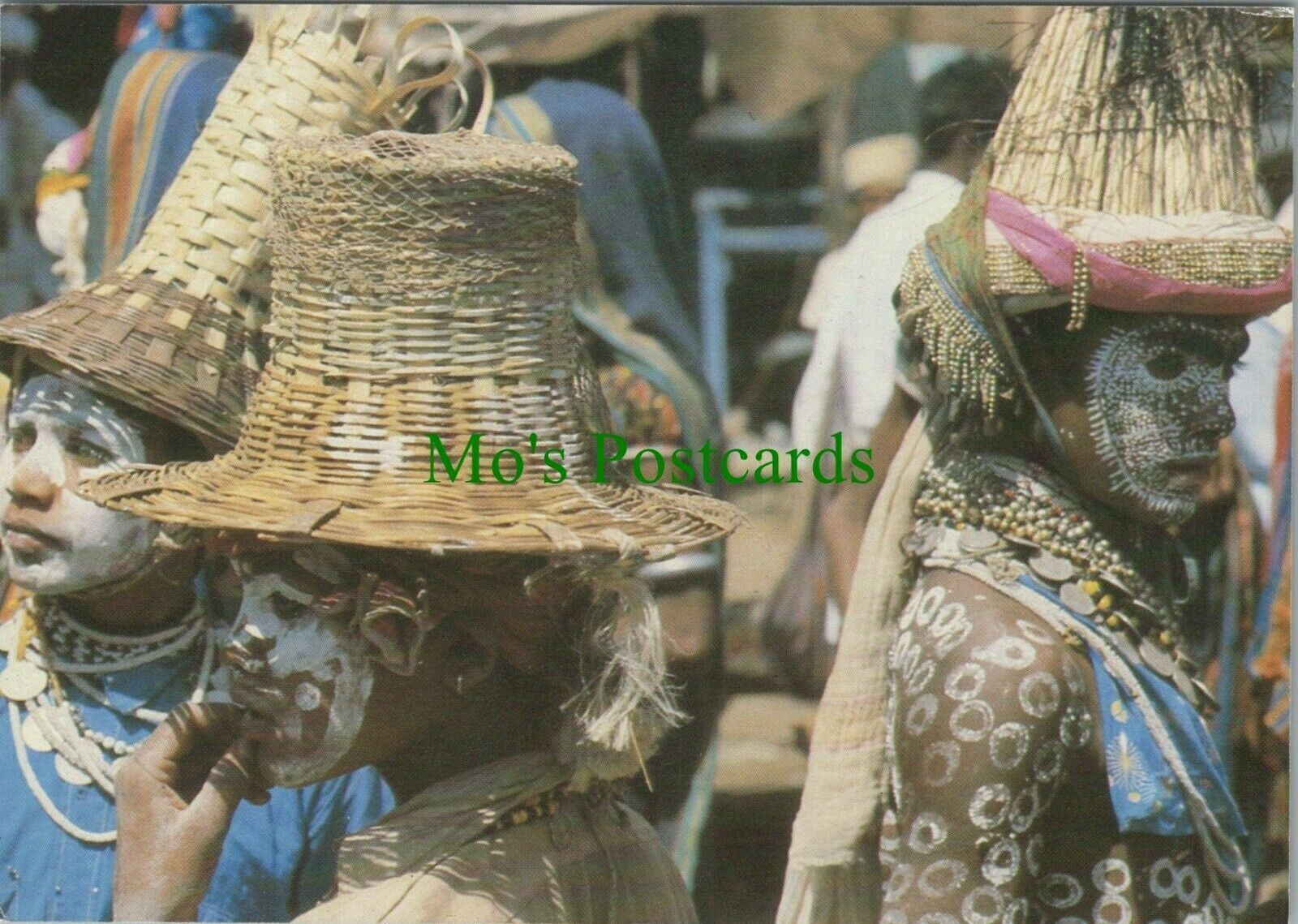 India Postcard - Bhils Wearing Basketware Hats at The Kavant Festival RR11660 | Asia & Middle ...