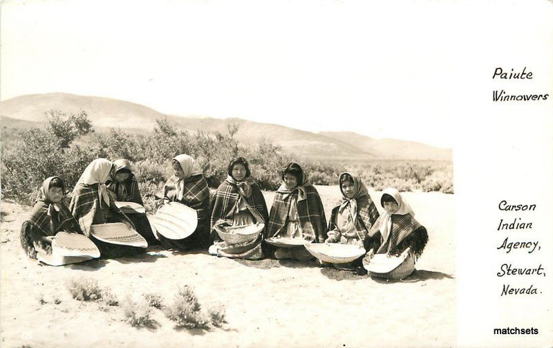 1940s Paiute Winnowers Carson Indian Agency Stewart Nevada RPPC Real ...