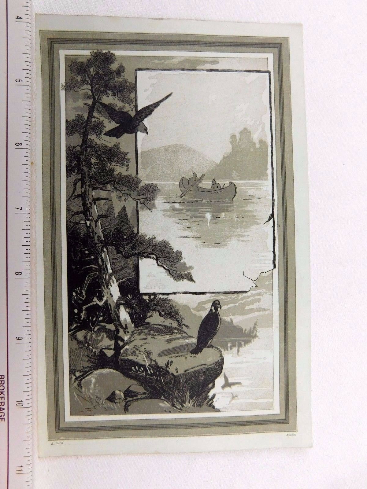 Steel-Plate Engraved Bufford Victorian Card Union Baptist River Canoe ...
