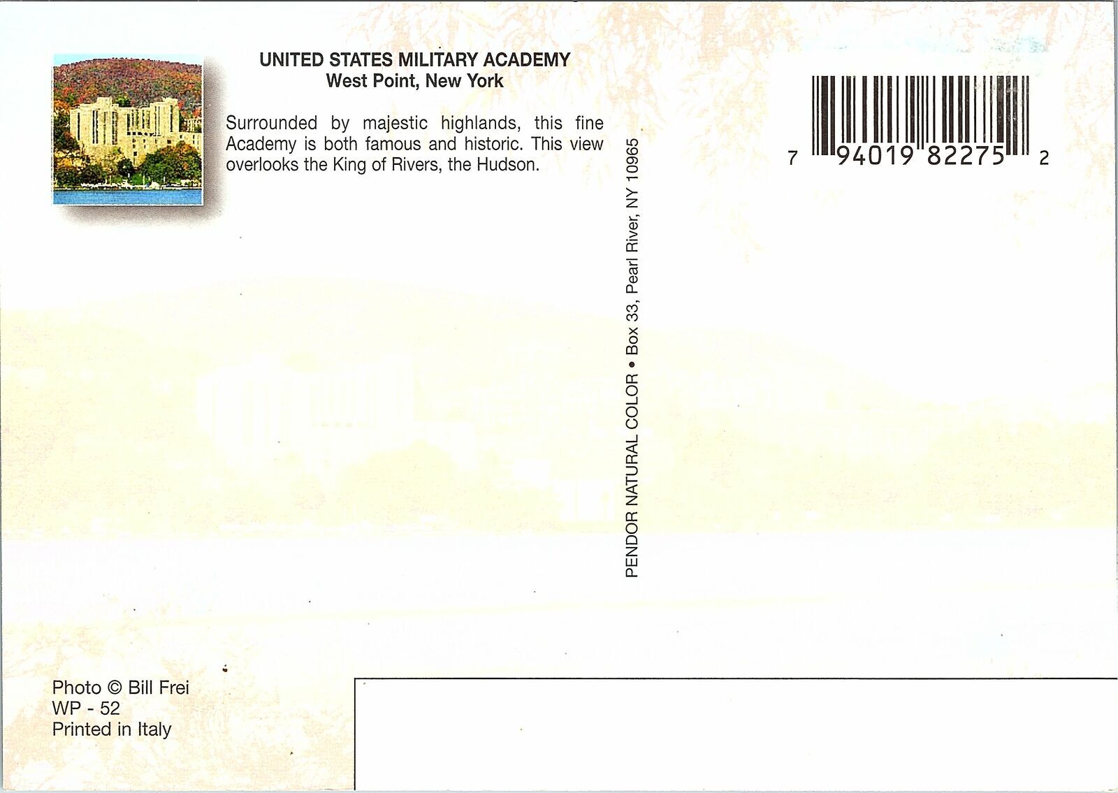 Vintage Continental Size Postcard U.S. Military Academy West Point New ...