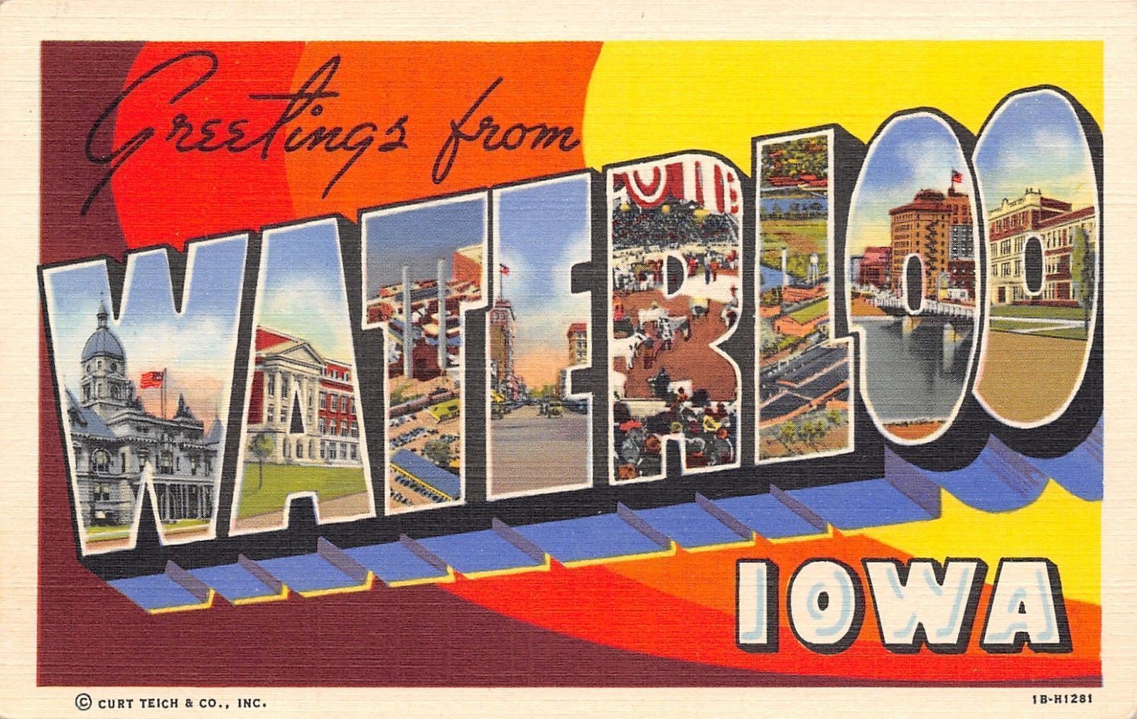 Waterloo Iowa~Large Letter Linen High School~Court House~1941 PC ...