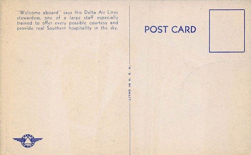 Delta Air Lines "Welcome aboard" Flight Attendant Stewardess Linen ...