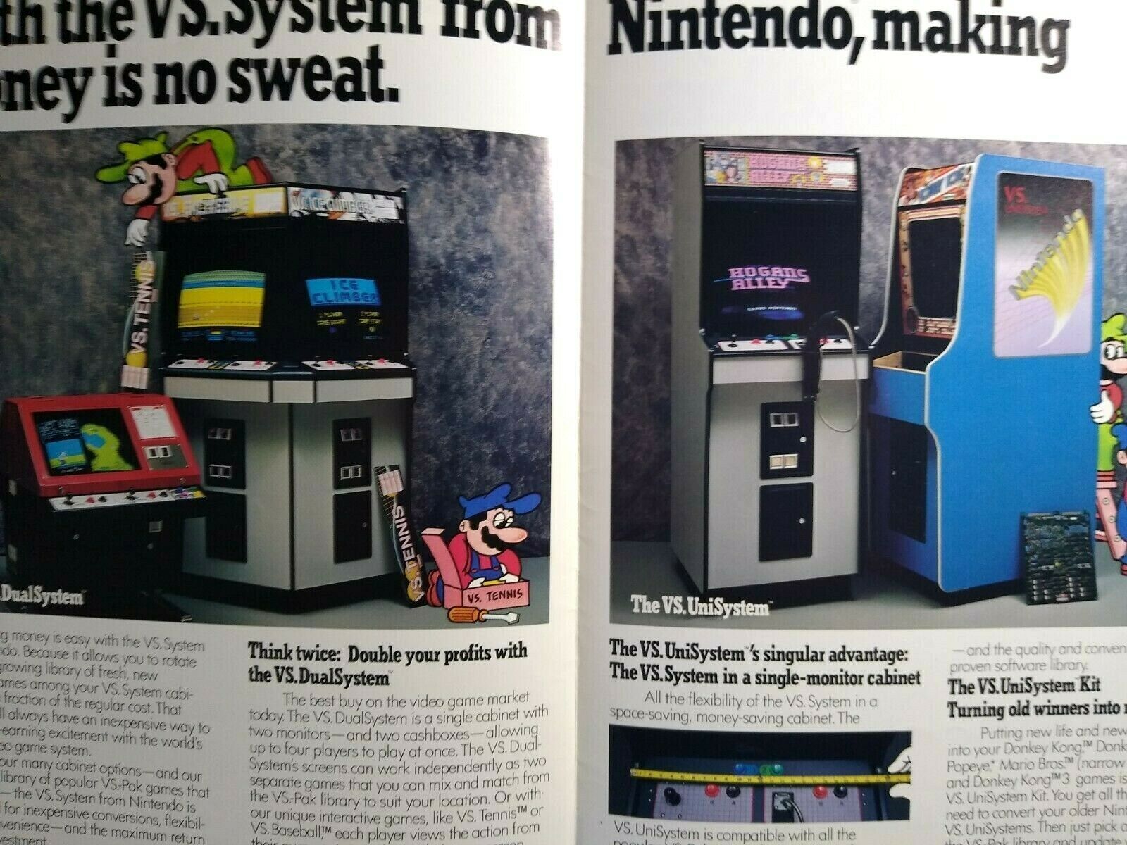 Nintendo VS Video Game System Arcade Flyer Foldout Original Donkey Kong ...