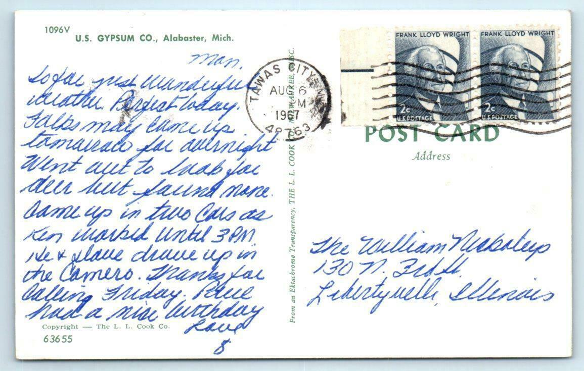 ALABASTER, Michigan MI ~ Aerial U.S.GYPSUM MINE PLANT Iosco County 1967 ...