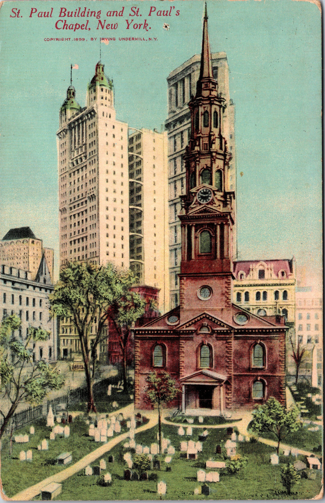 Vintage Postcard ST. Paul Building & ST. Paul Chapel New York City C ...