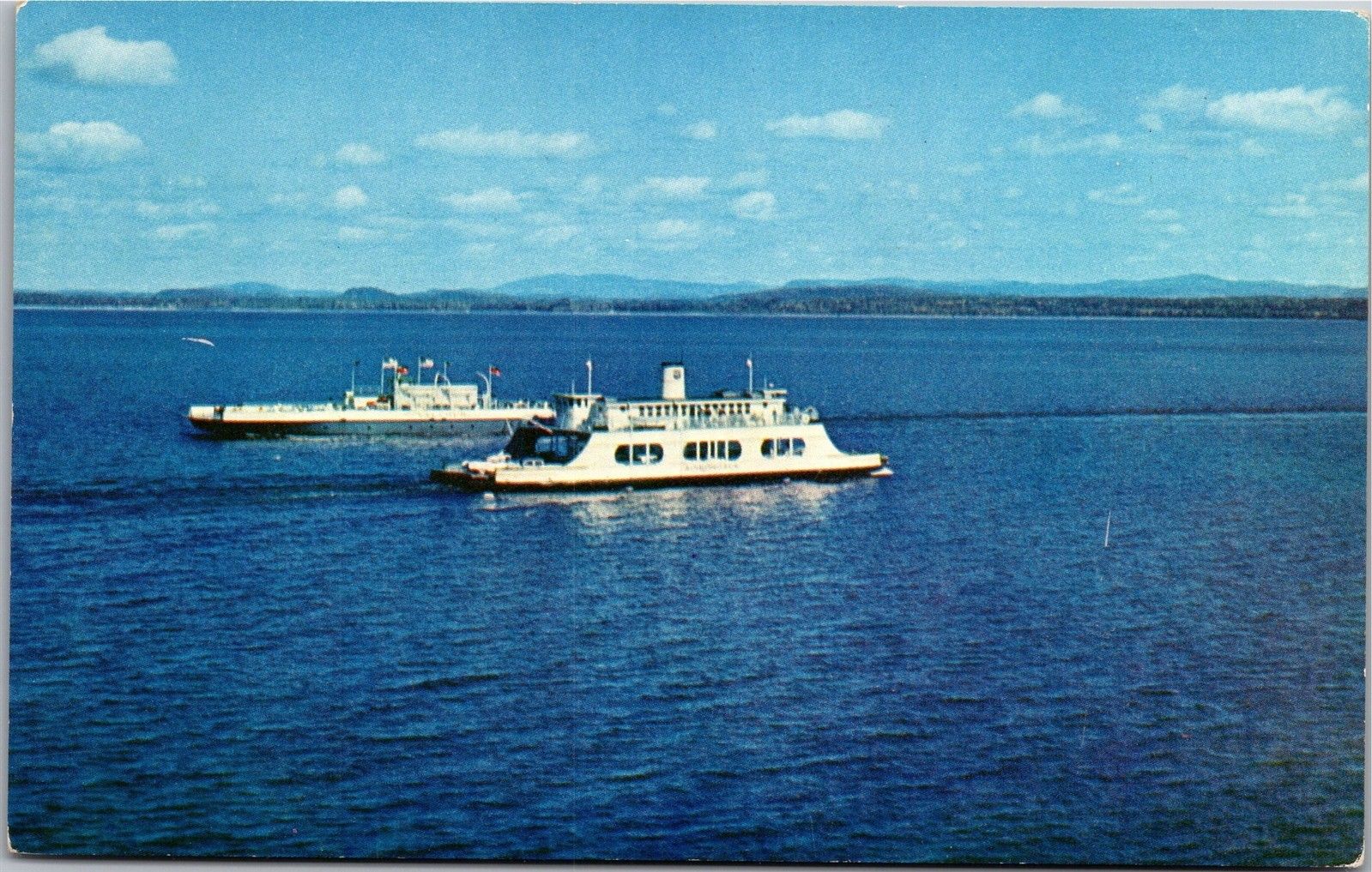 M.V. Valcour, M.V. Adirondack Ferry Crossing Lake Champlain Vintage ...