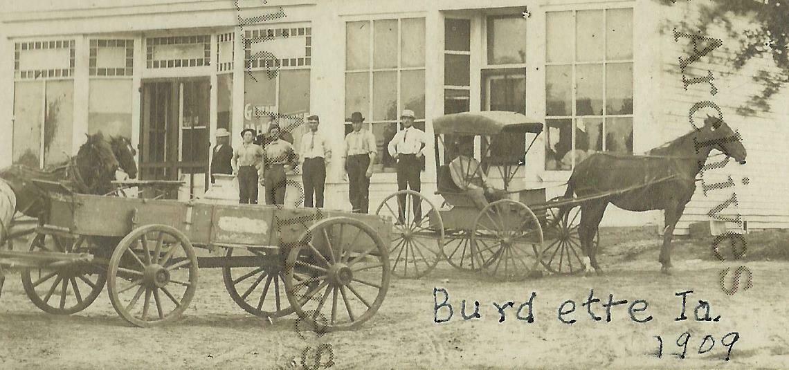 Burdette IA RPPC 1909 GENERAL STORE Main Street nr Iowa Falls Dows ...