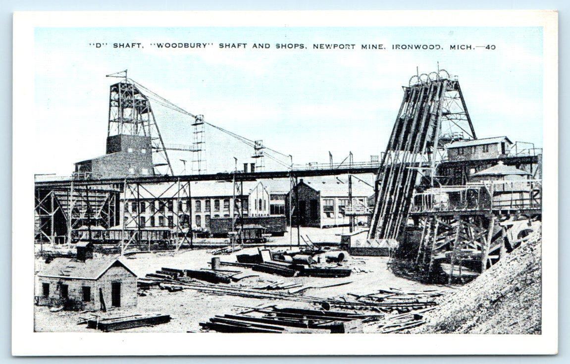 IRONWOOD, MI~ "D" & "Woodbury" Shafts NEWPORT MINE 1940s Gogebic County ...