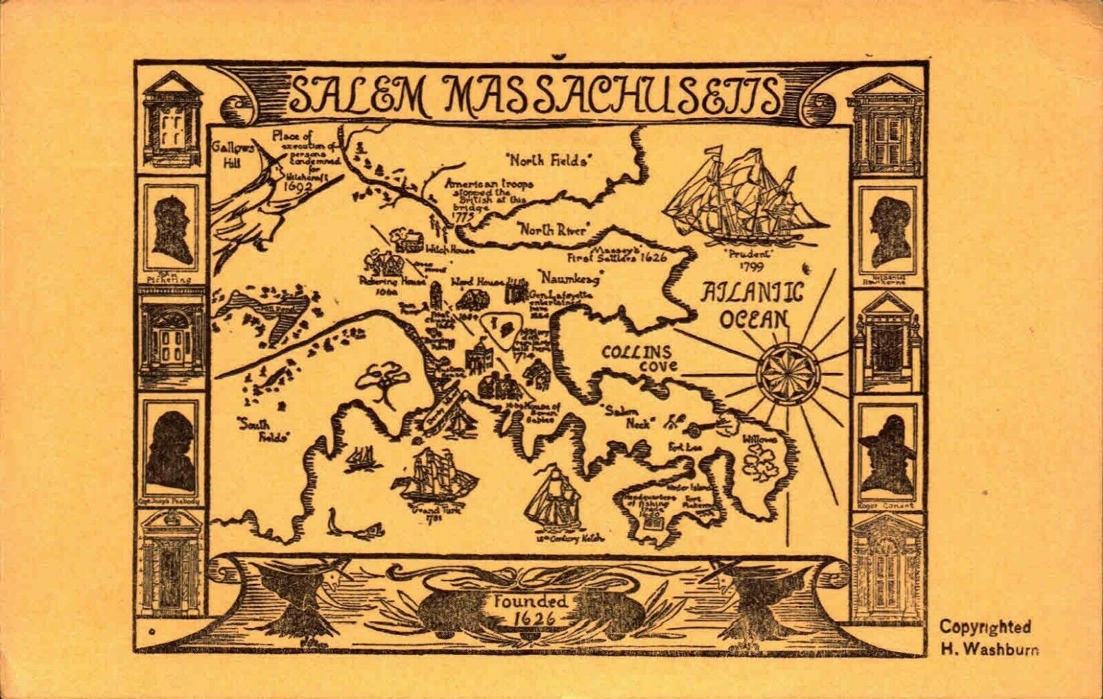 Vintage Map Of Salem Massachusetts PC497 | United States ...