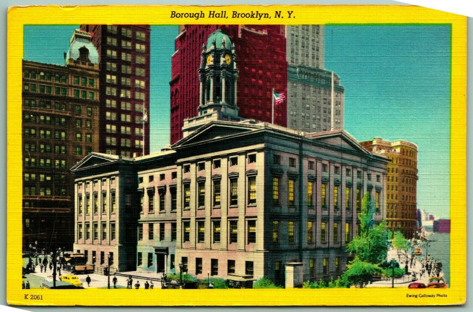 Borough Hall Brooklyn New York NY UNP Linen Postcard I2 | United States ...