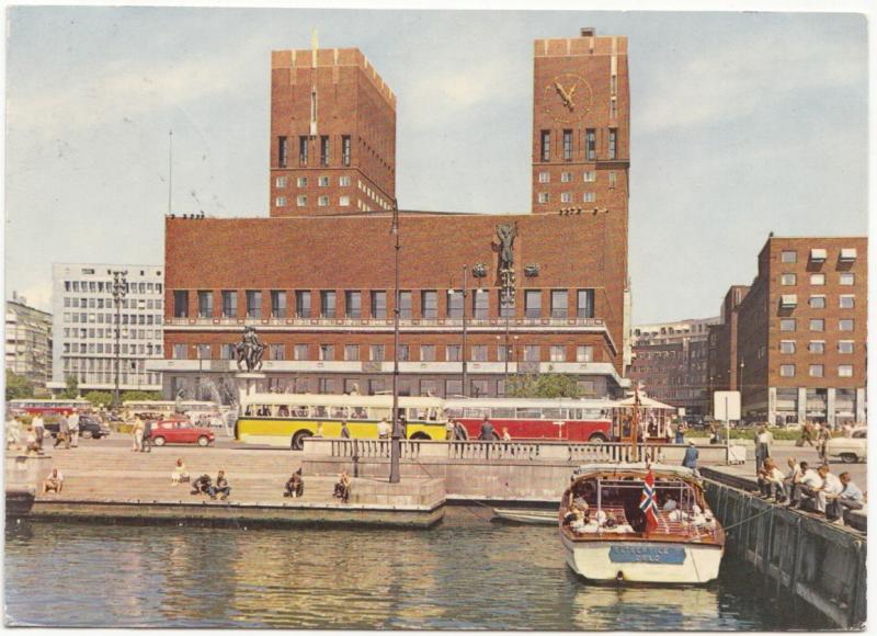 Norway, Oslo, The Oslo City Hall seen from the Harbour, used Postcard ...