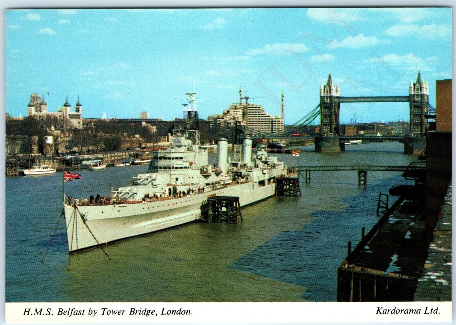 c1970s London England HMS Belfast Battleship Cruiser Tower Bridge ...