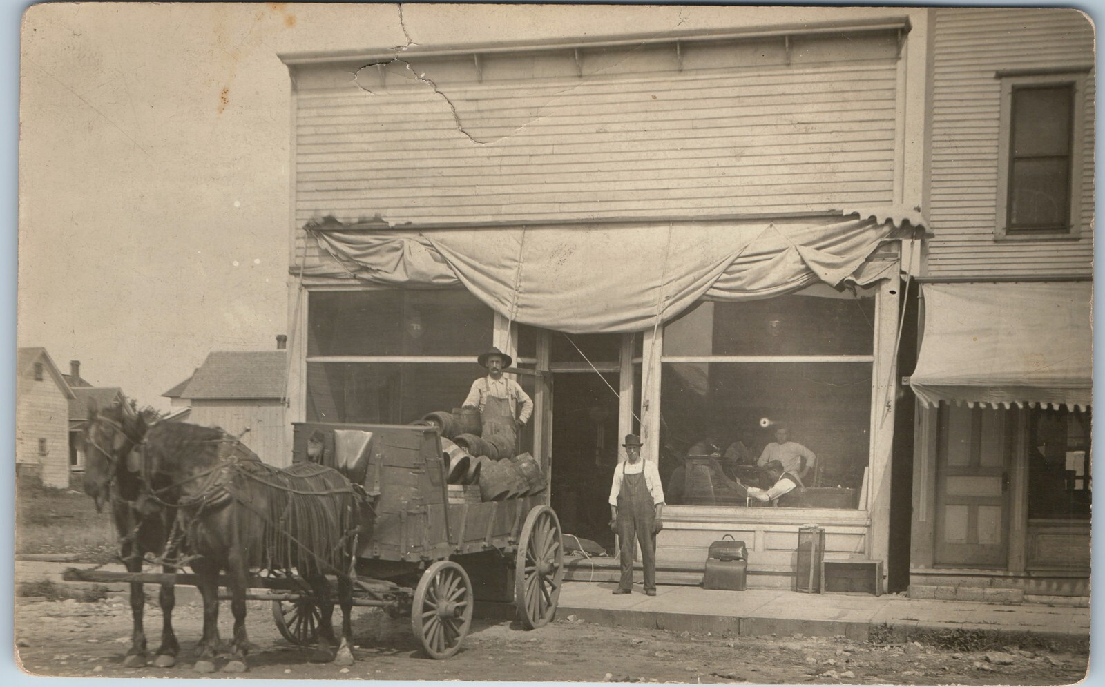 c1900s RPPC Horse Drawn Delivery Wagon Store Front Business ...