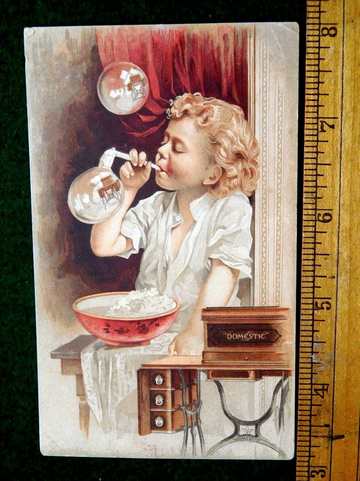 1880s Girl Blowing Bubbles S.A. Young, Lexington, KY Domestic Sewing Machines F6 | Ephemera ...